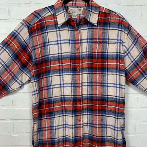 midwest traders | Tops | Vtg Midwest Traders Blue Red Rustic Flannel ...